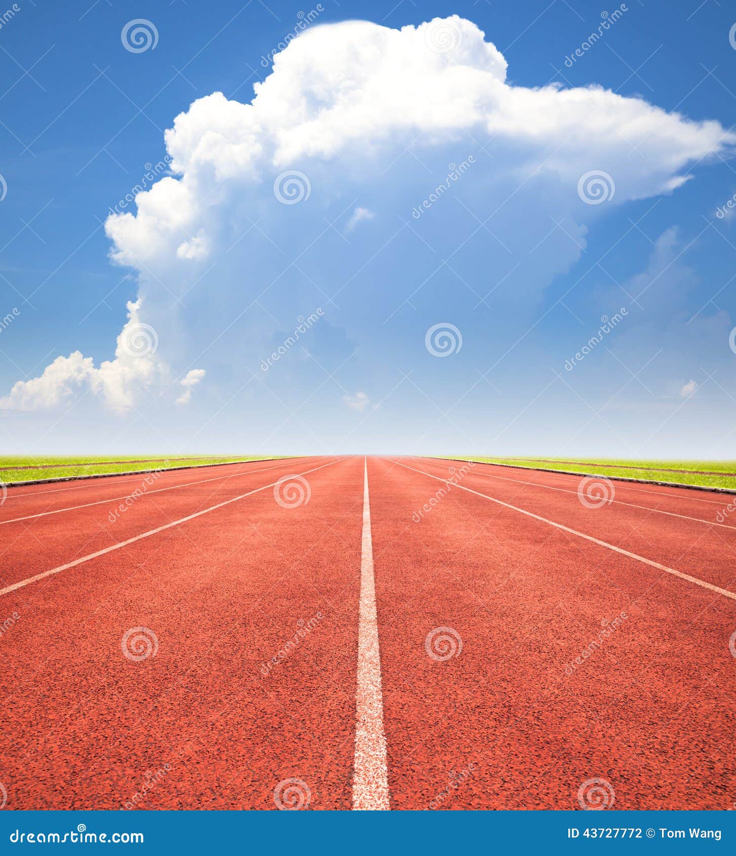 Red Running Track Over Blue Sky and Clouds Stock Photo - Image of cloud ...