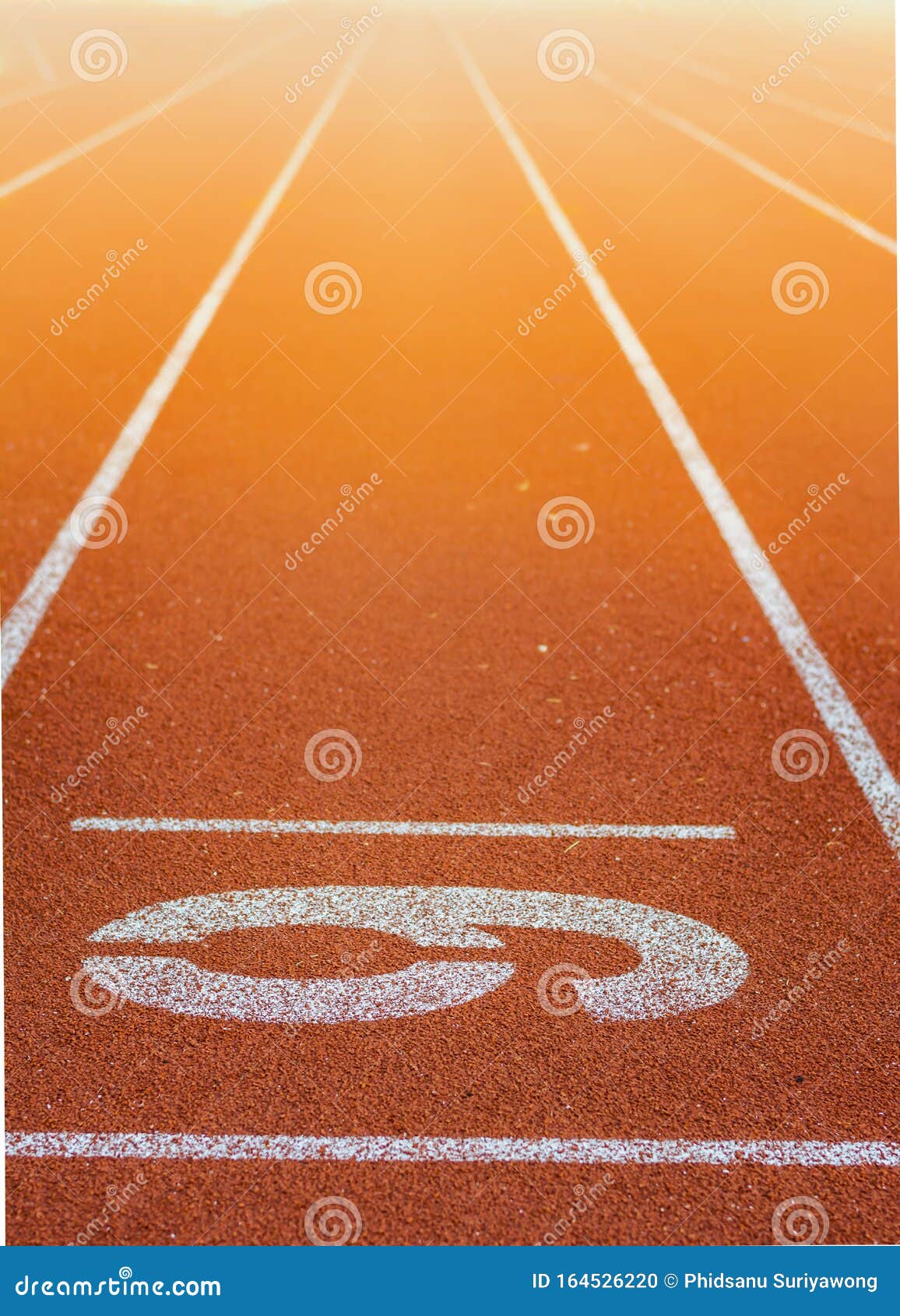 Red Running Track at Stadium Stock Photo - Image of cheerful, number ...