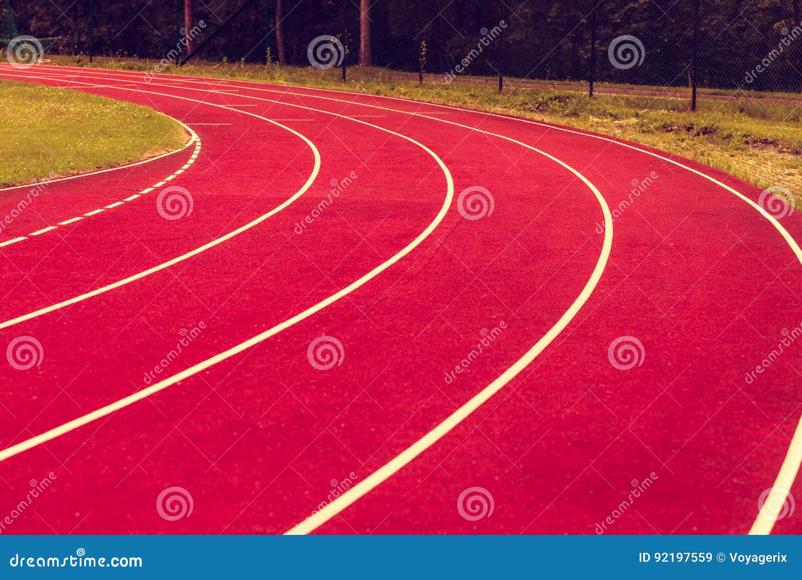 Red Running Track in Stadium. Stock Image - Image of track, running ...