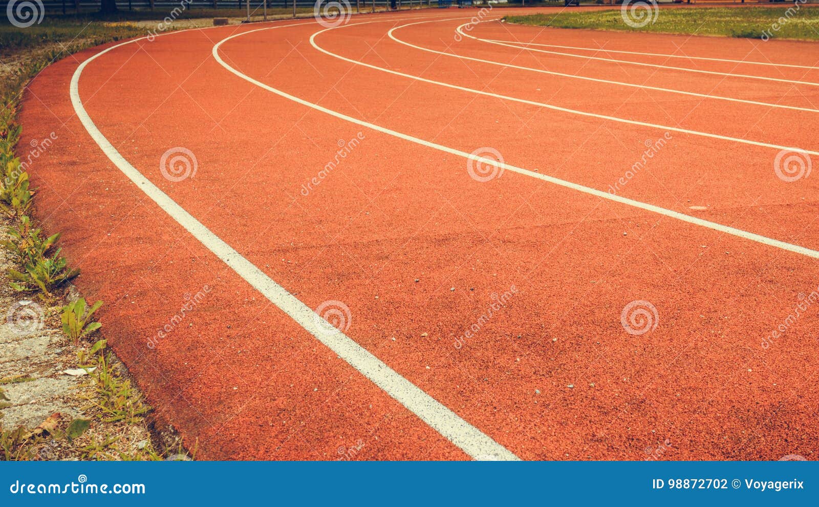 Red Running Track in Stadium. Stock Photo - Image of striped, line ...