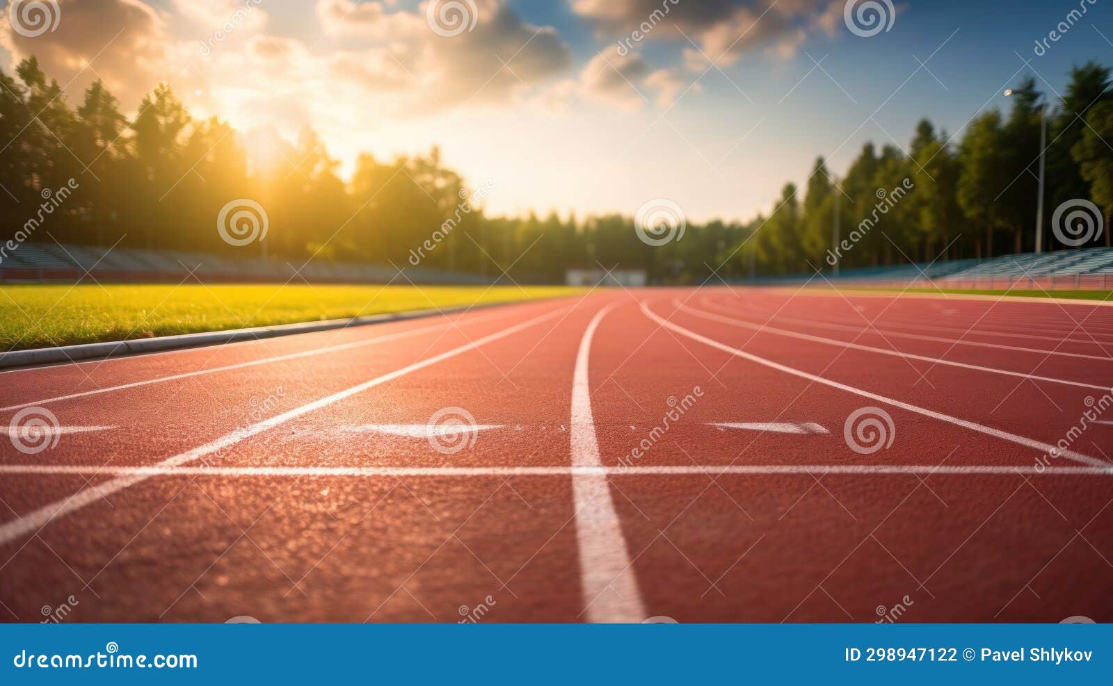 Red Running Track in Stadium. Stock Photo - Image of stadium ...