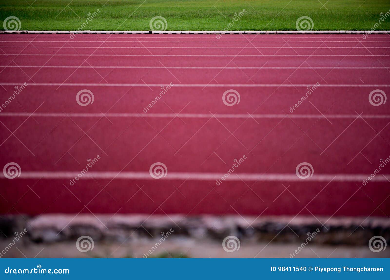 Red Running Track in Stadium Stock Photo - Image of healthy, event ...
