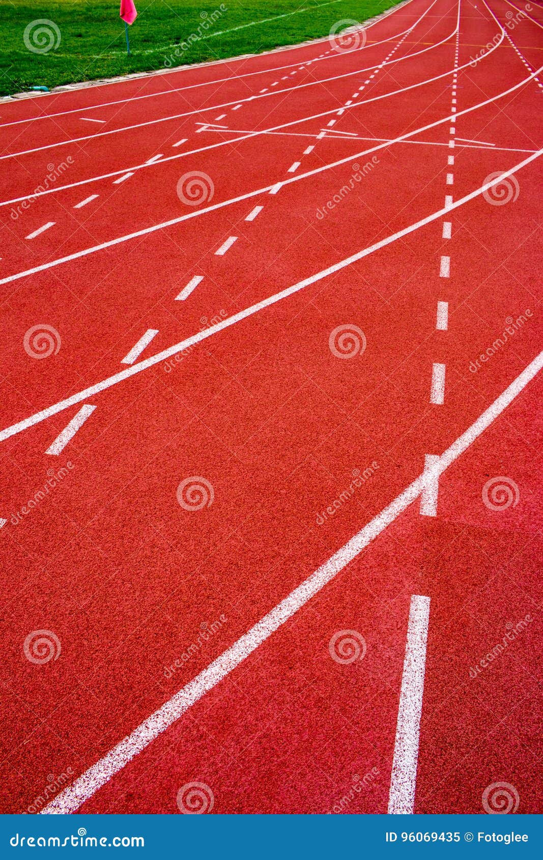 Red Running Track Synthetic Rubber on the Athletic Stadium. Stock Image ...