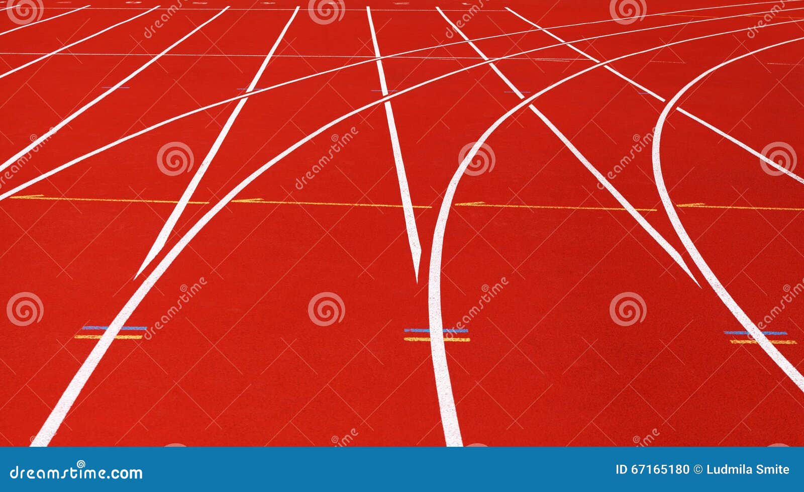 Red running tracks. stock photo. Image of sport, race - 67165180