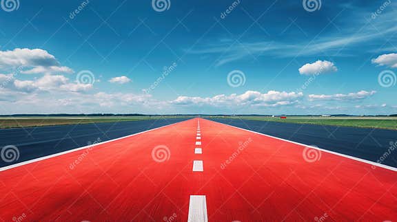 A Red Runway with a White Line on the Side Stock Illustration ...