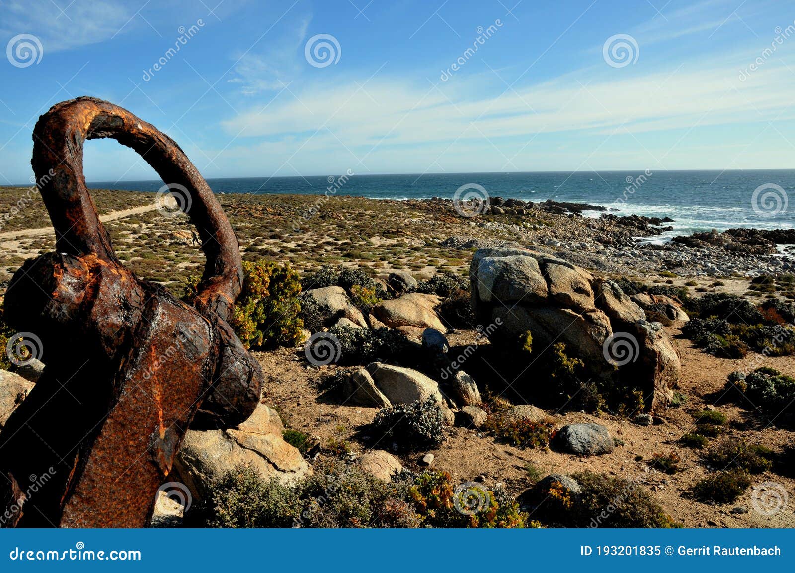 A Red Rusty Anchor on the Shores of the West Coast Stock Image - Image ...