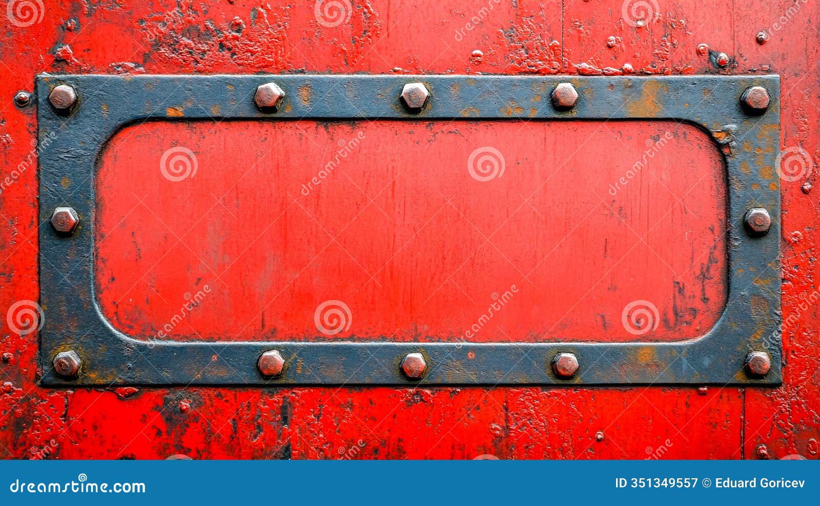 Red Rusty Metal Background with Embossed Frame and Rivets Stock Image ...