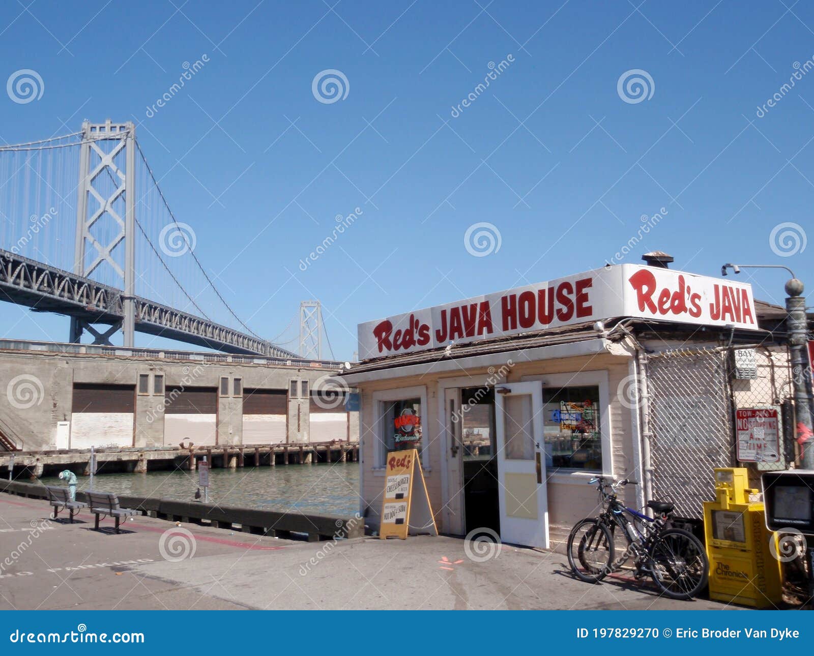 Red`s Java House and Bay Bridge in the Day Editorial Image - Image of ...