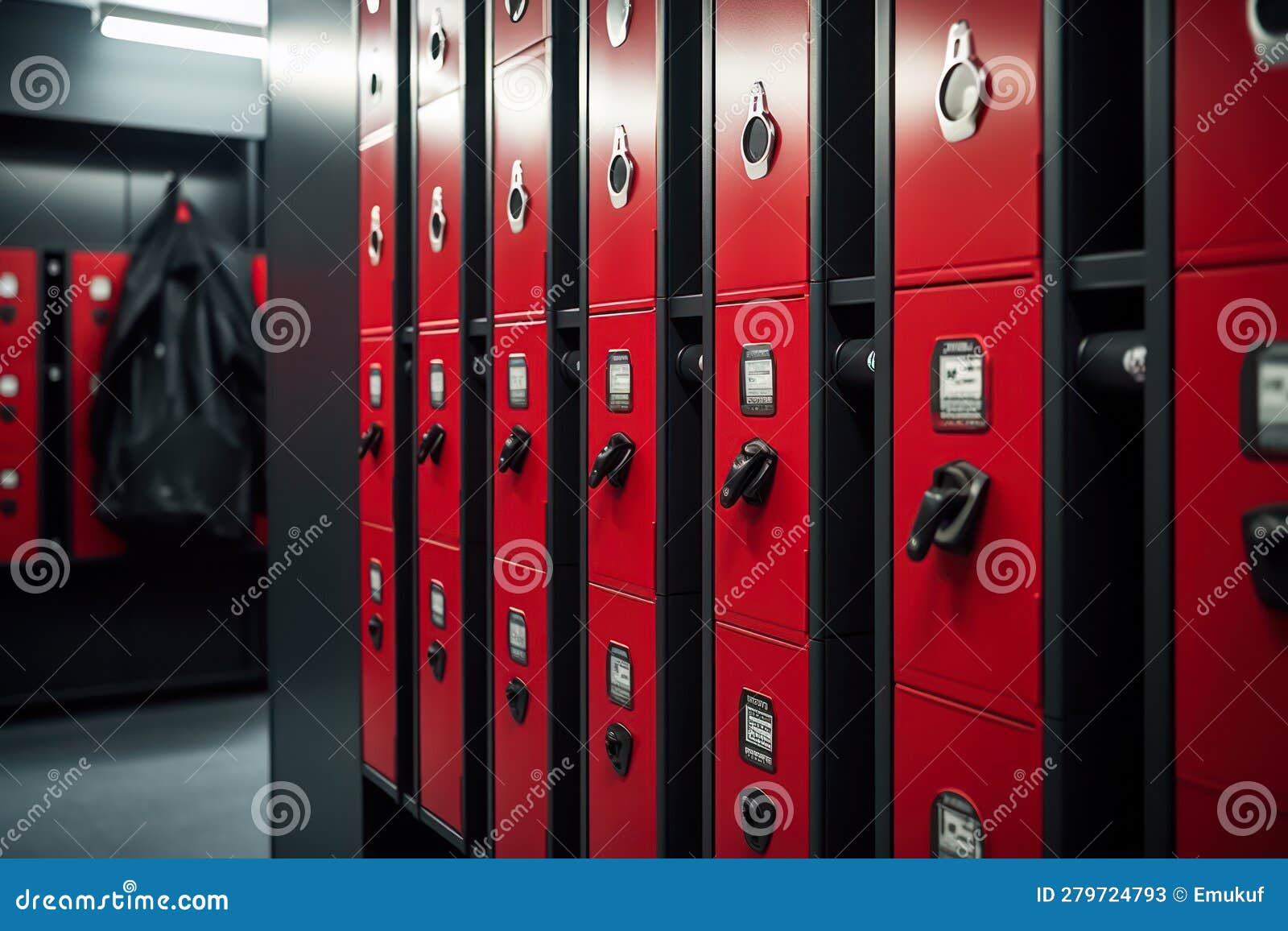Red Safe Lockers in the Locker Room Generative Ai Stock Illustration ...