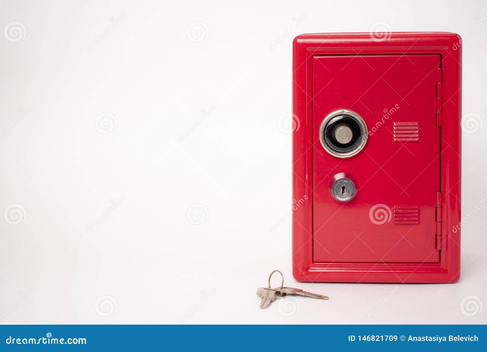 Red Safe on White Background. Bank with Key Stock Image - Image of ...