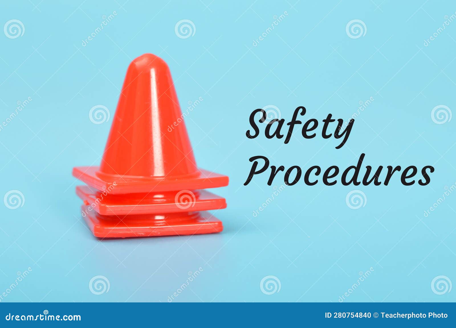 Red Safety Cones with Text SAFETY PROCEDURES Stock Photo - Image of ...