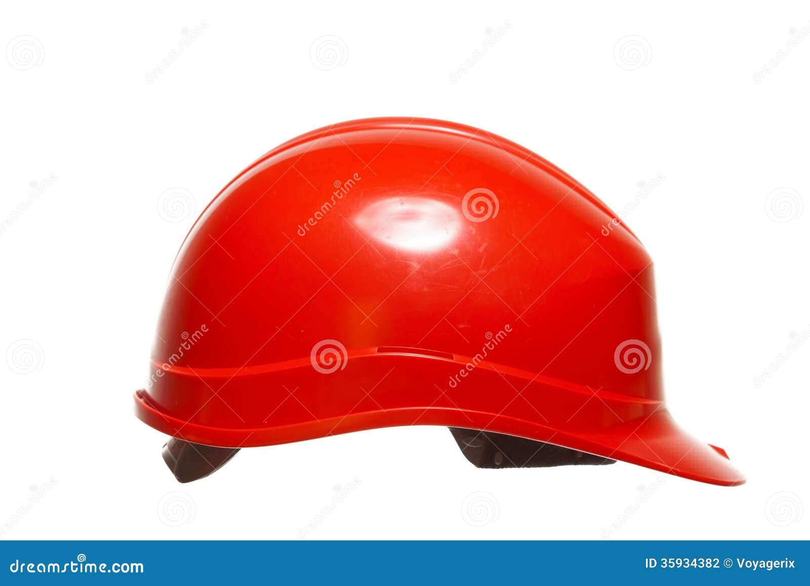 Red Safety Helmet of Builder Building Worker Isolated on White Stock ...