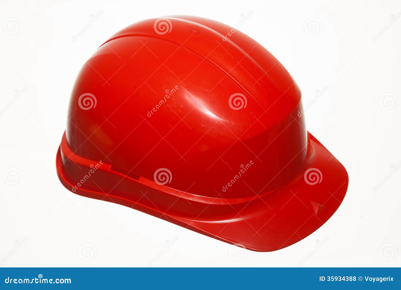Red Safety Helmet of Builder Building Worker Isolated on White Stock ...
