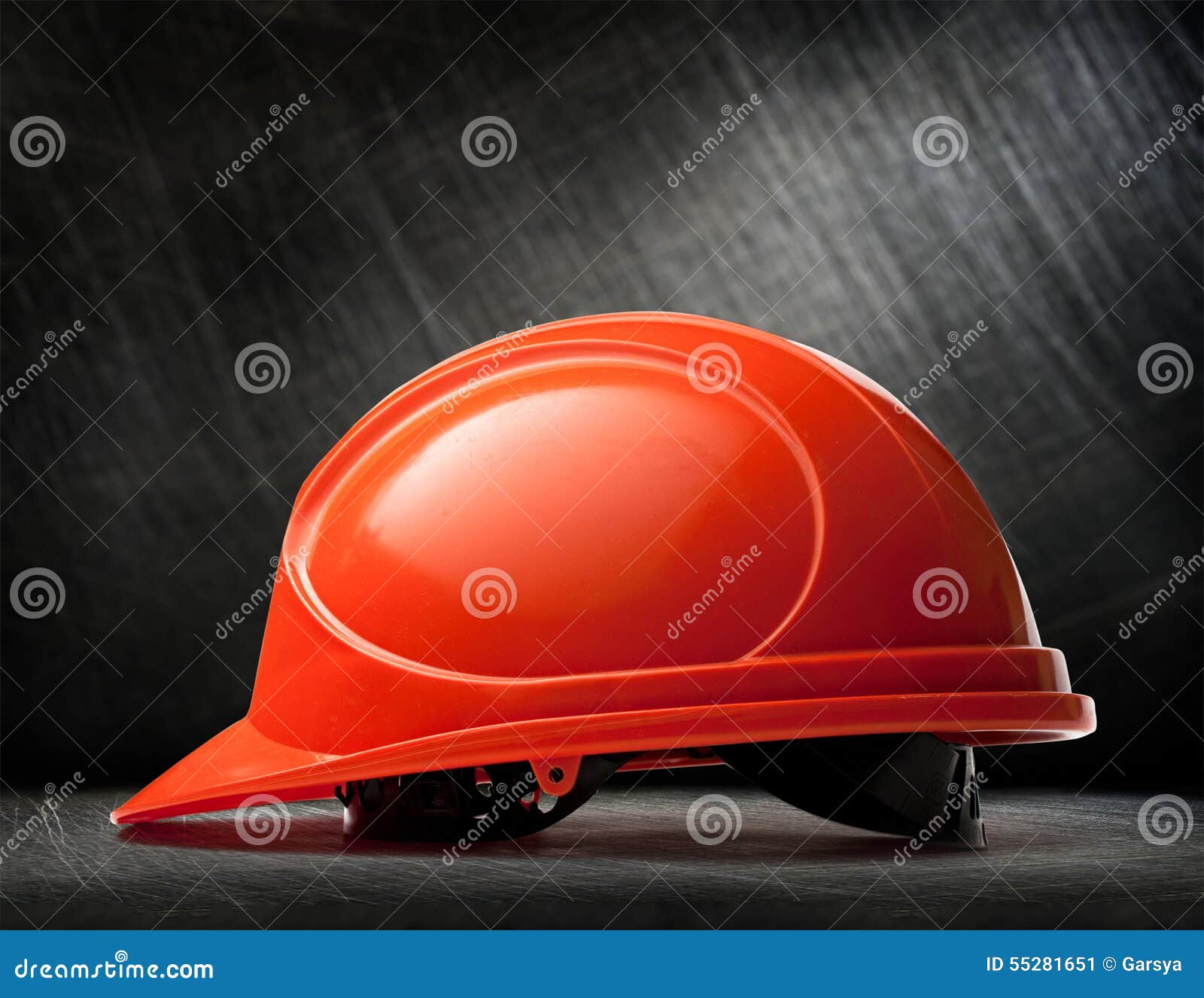 Red safety helmet on steel stock image. Image of construction - 55281651