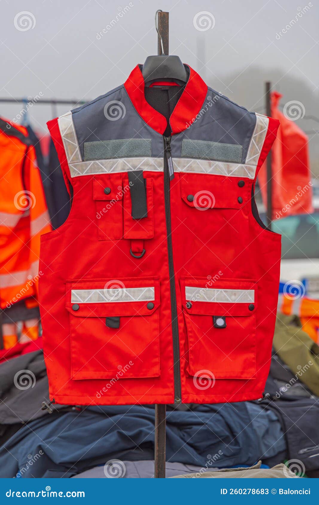 Red Safety Vest stock image. Image of vivid, reflective - 260278683