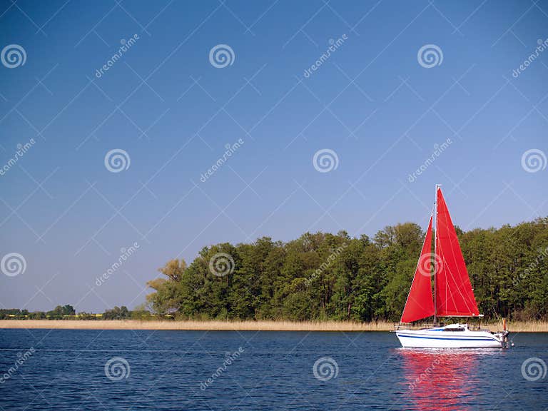 Red sail yacht stock photo. Image of sailing, boating - 3631504