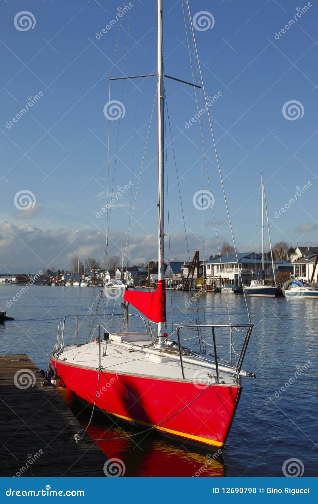 A red sailboat. stock photo. Image of travel, sailboats - 12690790