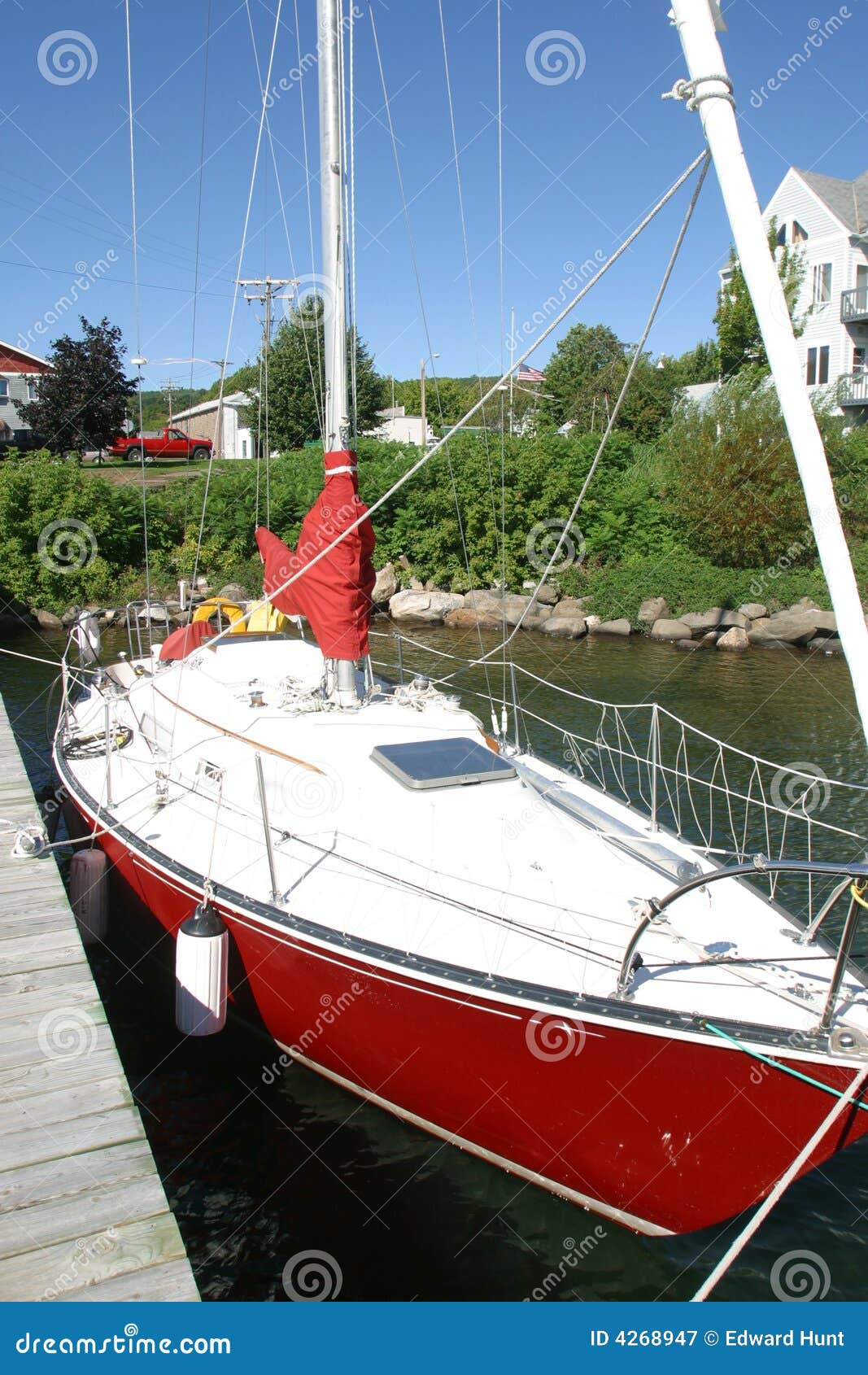 Red Sailboat Too stock image. Image of marina, ship, mosh00075 - 4268947