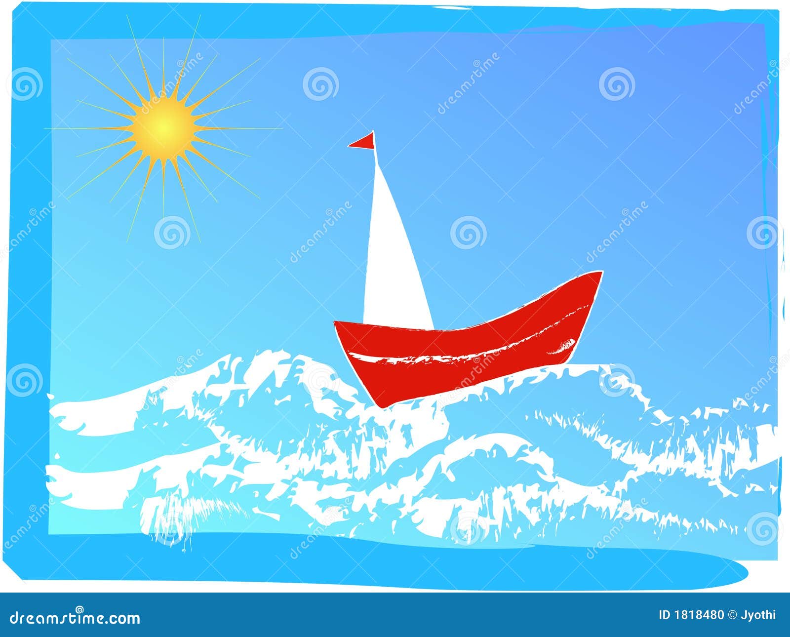 Red sailing boat stock illustration. Illustration of bright - 1818480