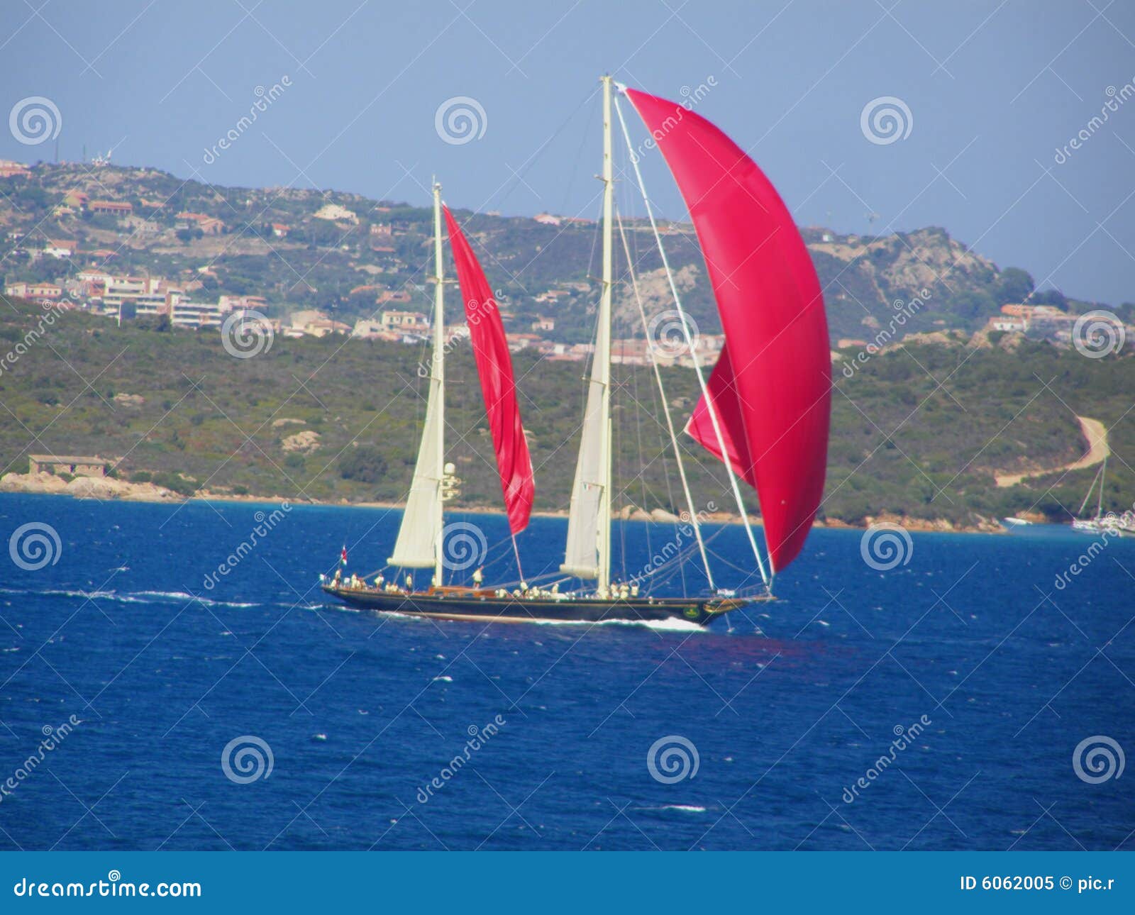 Red sails yacht stock image. Image of idyllc, daytime - 6062005