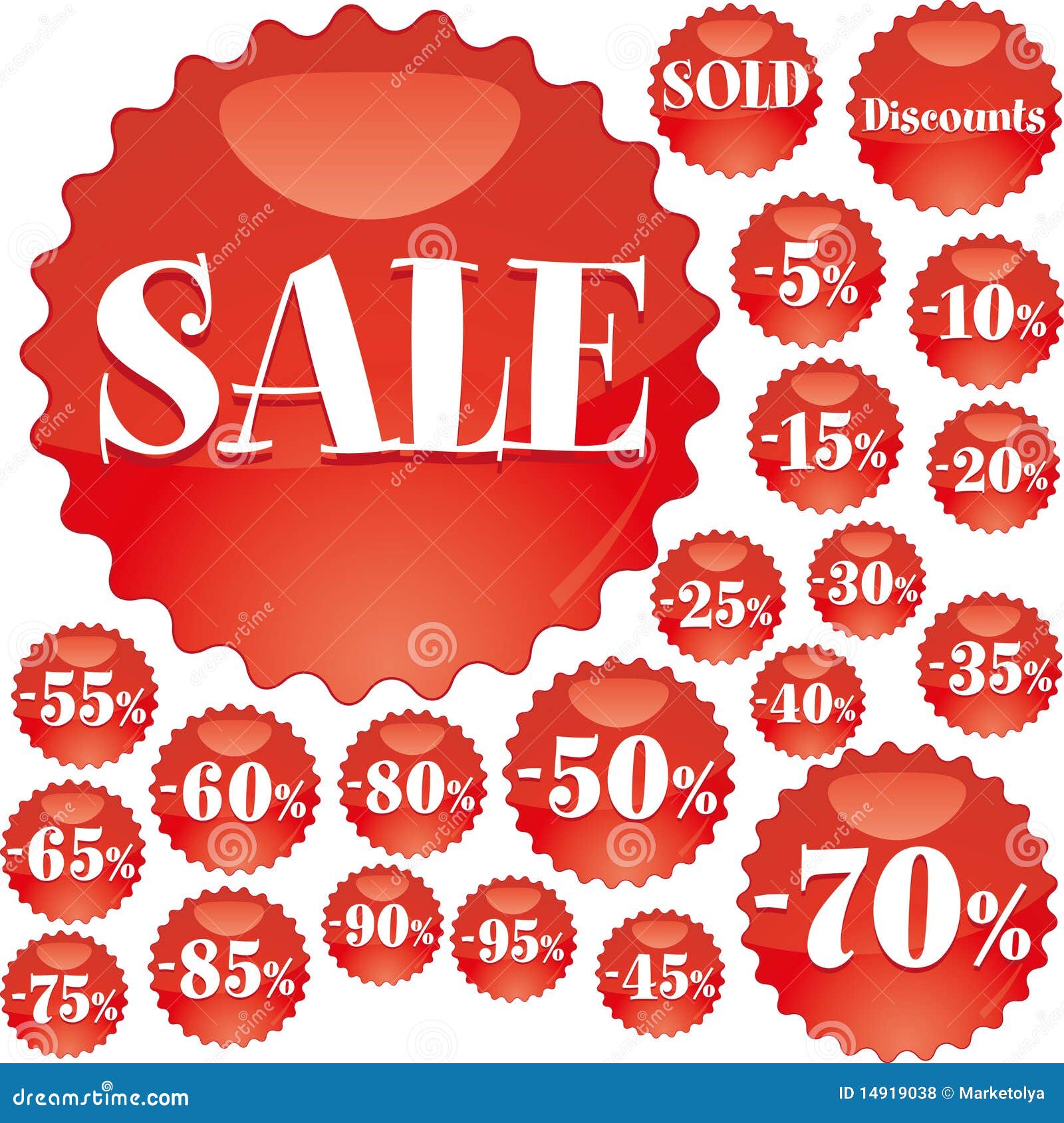 Red sale badges stock vector. Illustration of advertising - 14919038