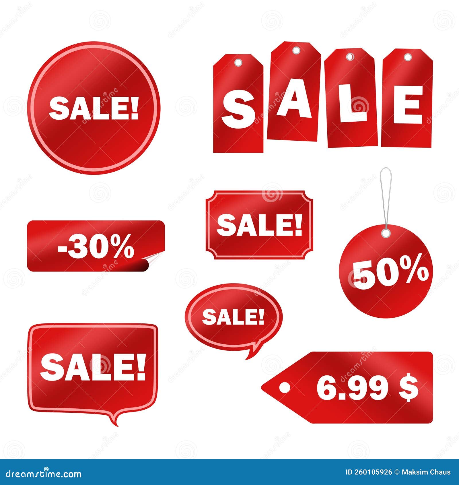 Red sale signs stock vector. Illustration of text, signs - 260105926
