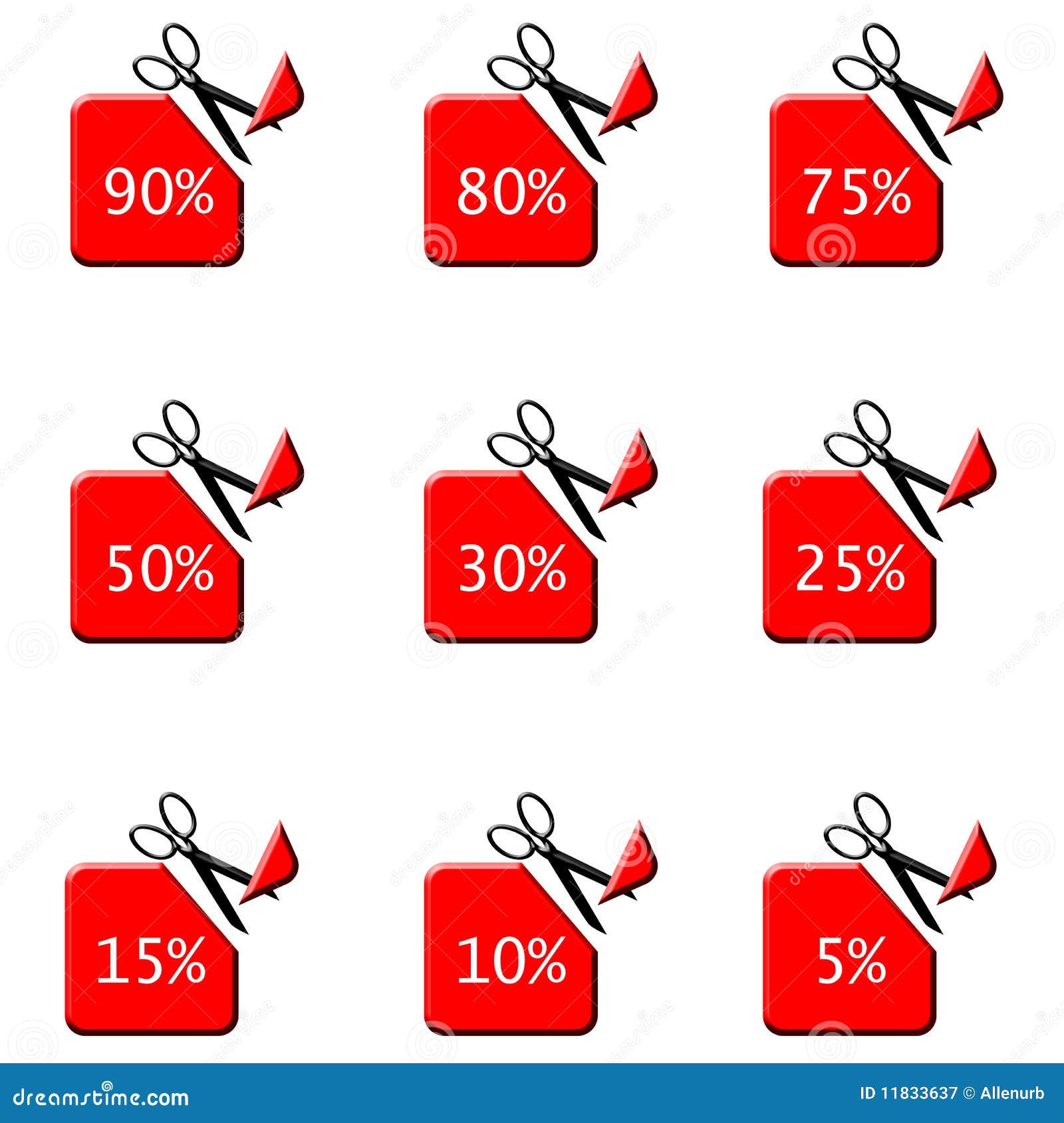 Red Sale Tags with Discount - Cut by Scissors Stock Illustration ...
