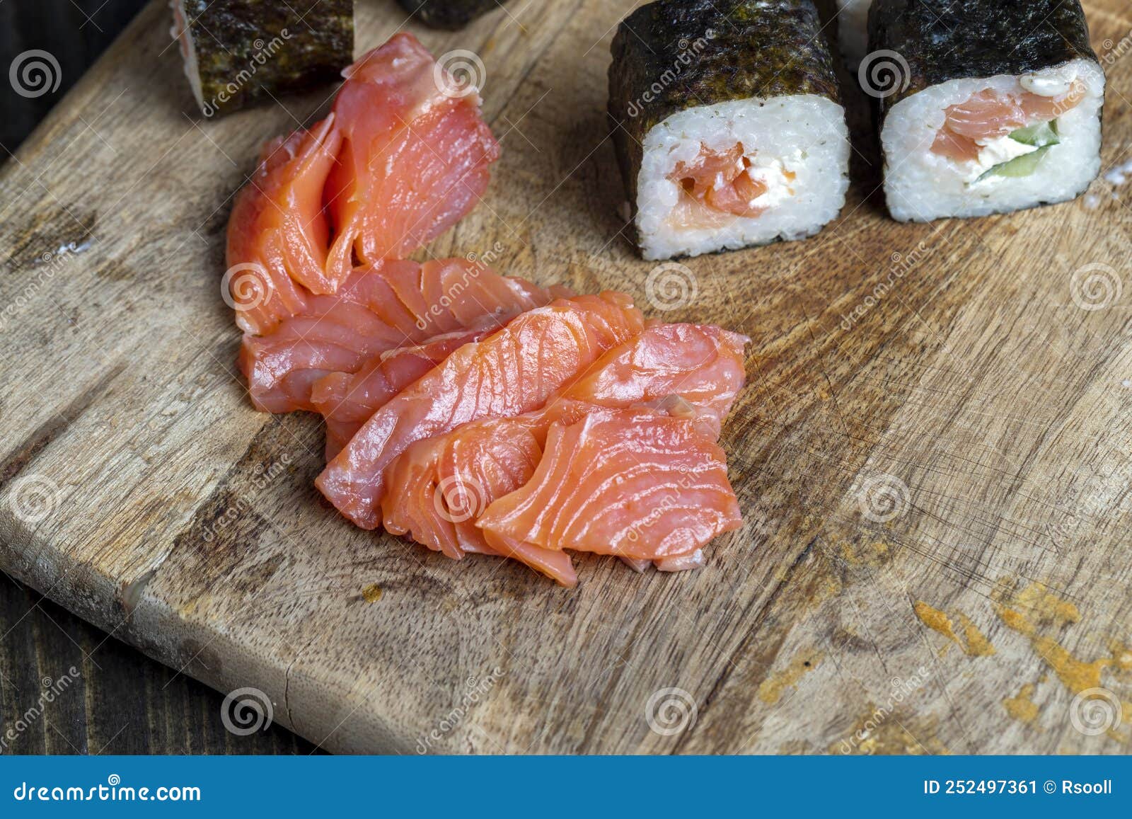 Red Salted Fish Cut into Chunks during Cooking Stock Image - Image of ...