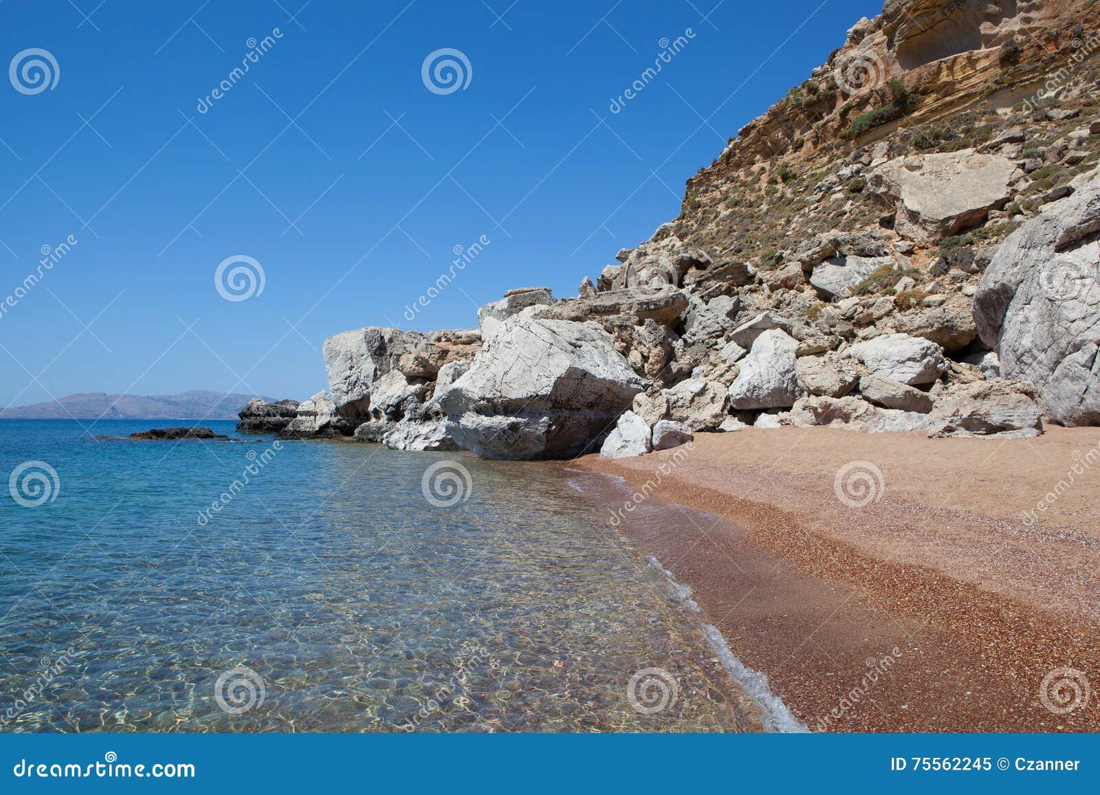 Red sand beach, Rhodes stock image. Image of recreation - 75562245