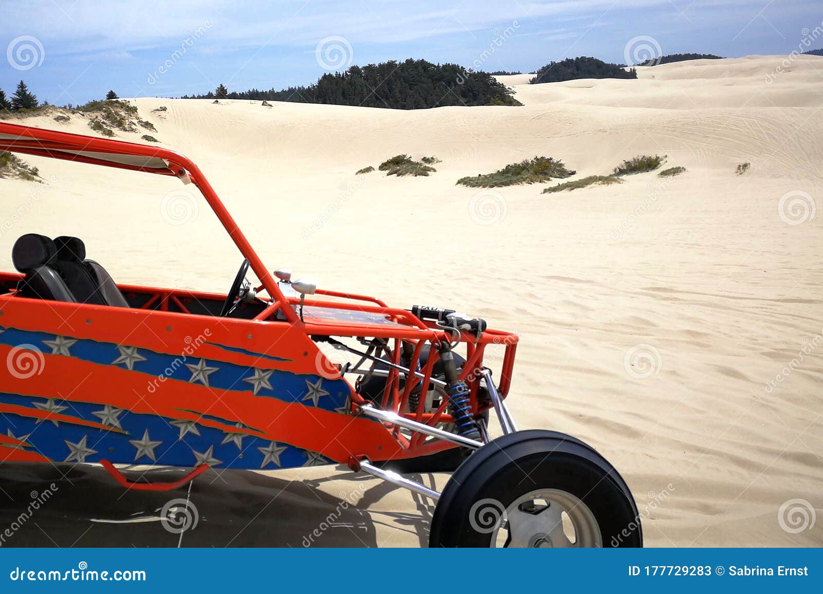 Sand Buggy at the Dunes of Oregon Stock Image - Image of cloudy, beach ...