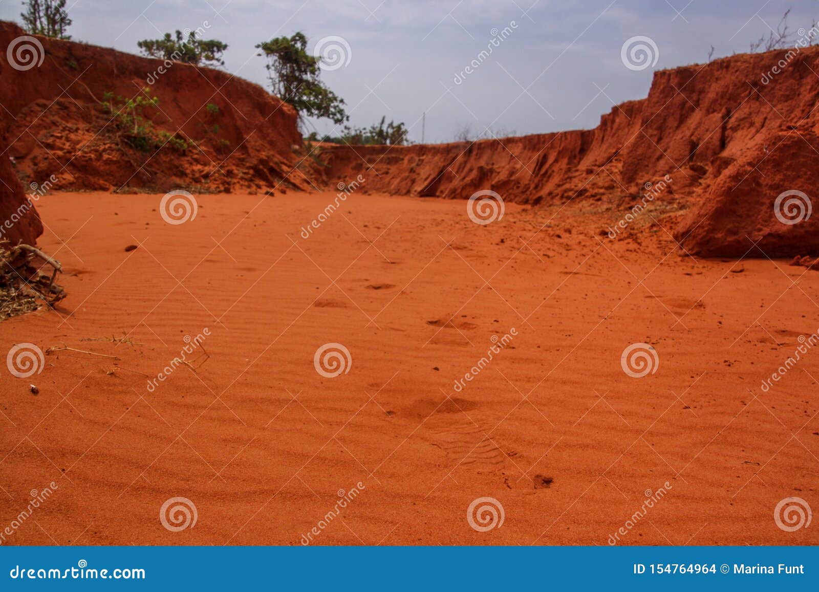 Red Sand of a Desert in Vietnam, Footprints in the Sand. Stock Photo ...