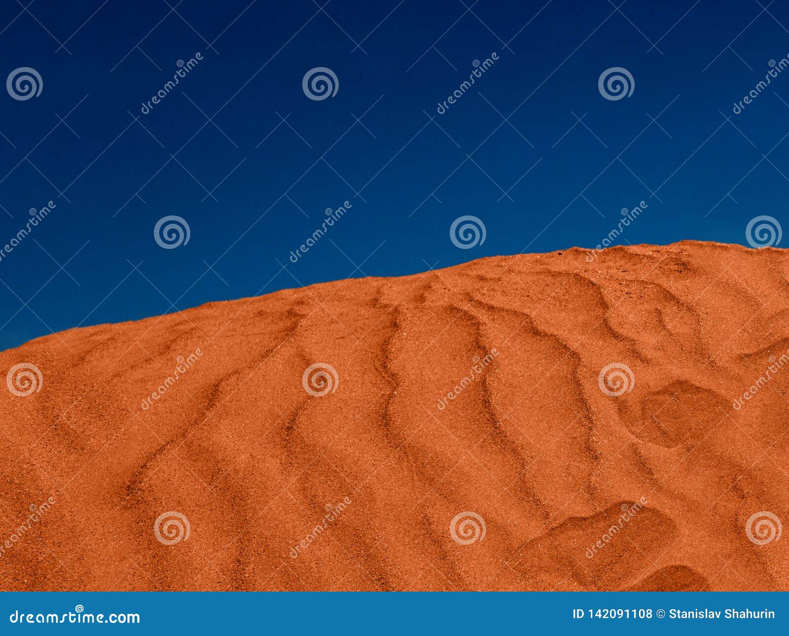 Red Sand Hill in the Desert. Ripples in the Sand. Stock Photo - Image ...