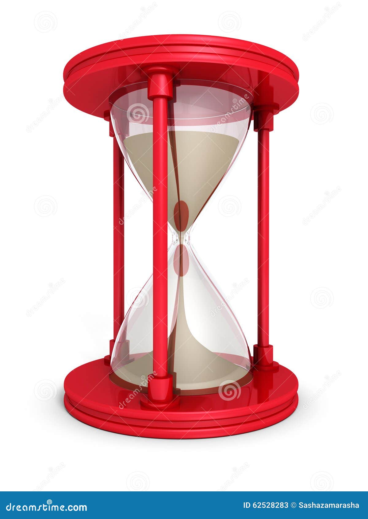 Red Sand Hour Glass on White Background Stock Illustration ...