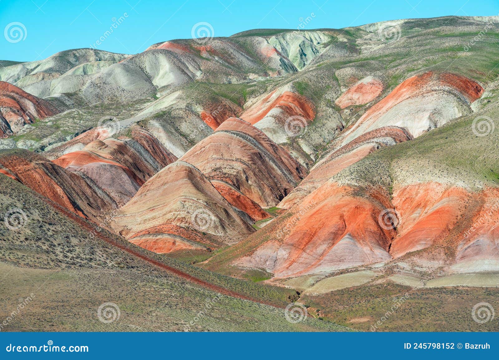 Red Sand Mountains in the Desert Area Stock Photo - Image of journey ...