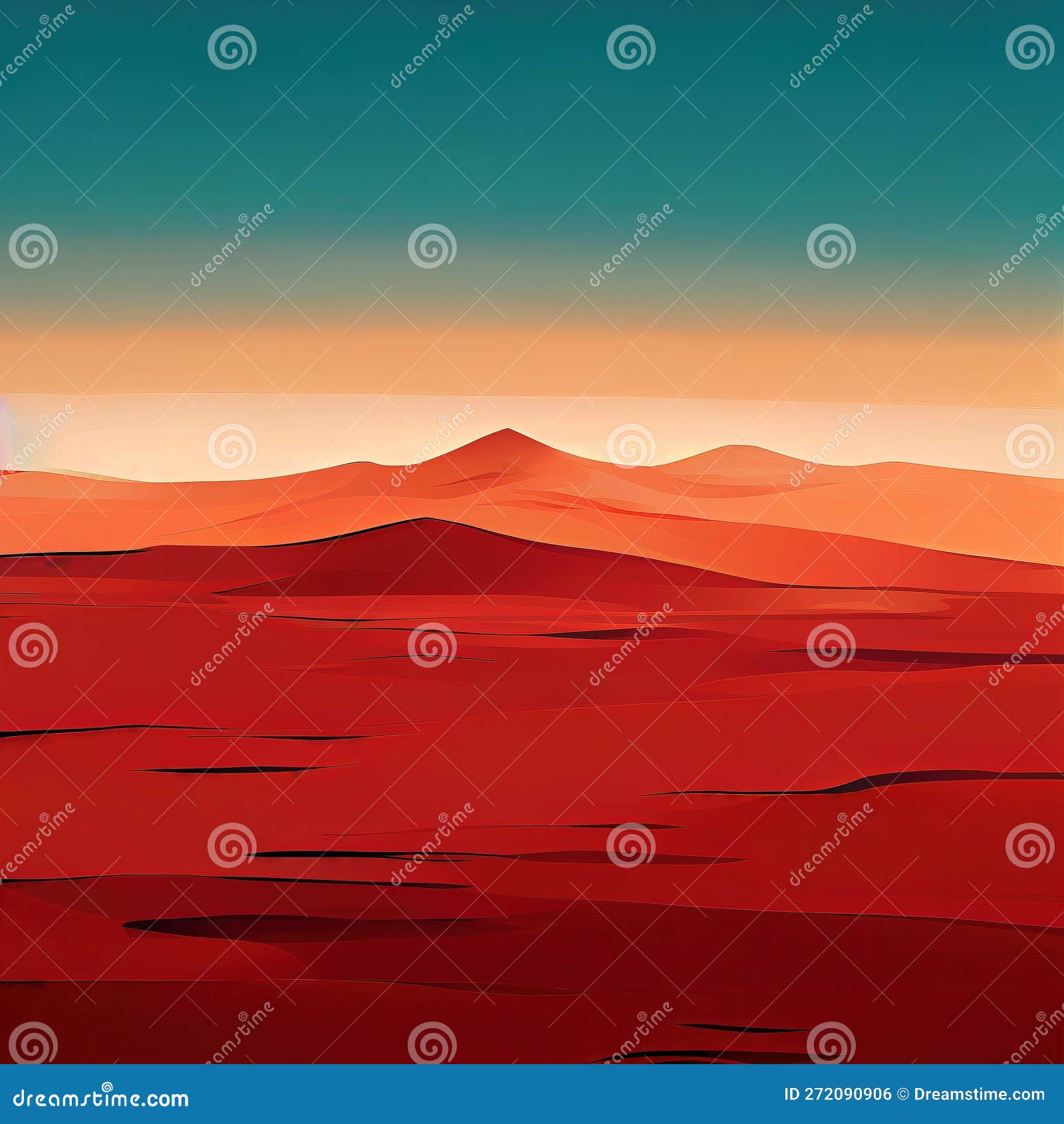 Red Sand Mountains Under Blue Sky. Sand Valley. Flat Illustration. AI ...