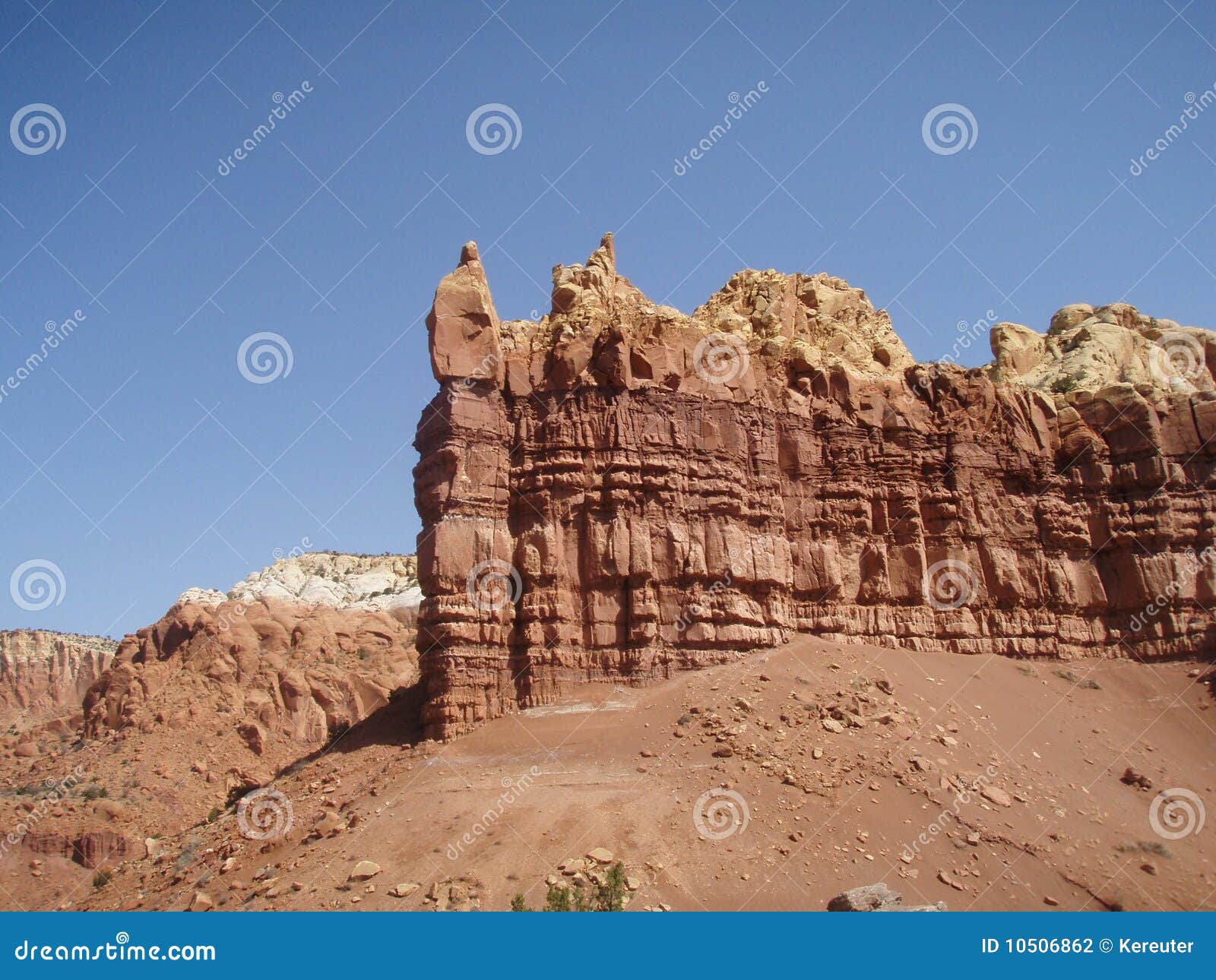 Red Sand Stone Highlighted by a Blue Sky Stock Photo - Image of rocks ...