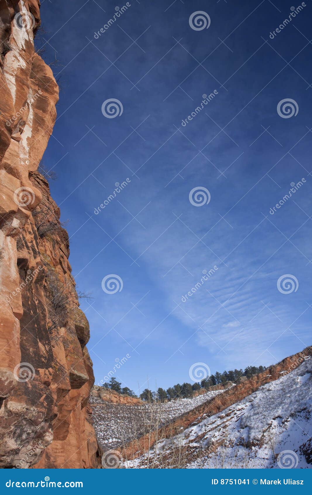 Red Sandstone Cliff and Blue Sky Stock Image - Image of mountains ...