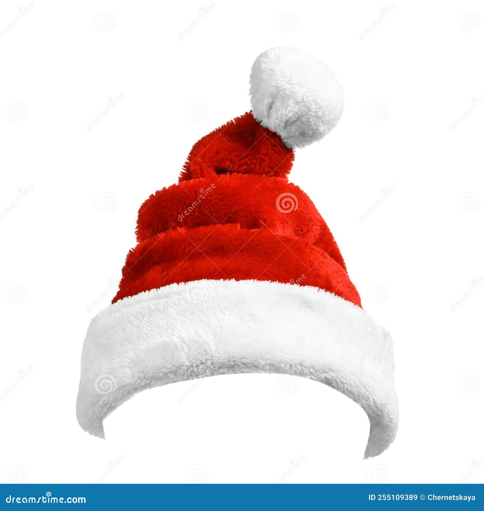 Red Santa Claus Hat on White Stock Image - Image of pompom, celebration ...