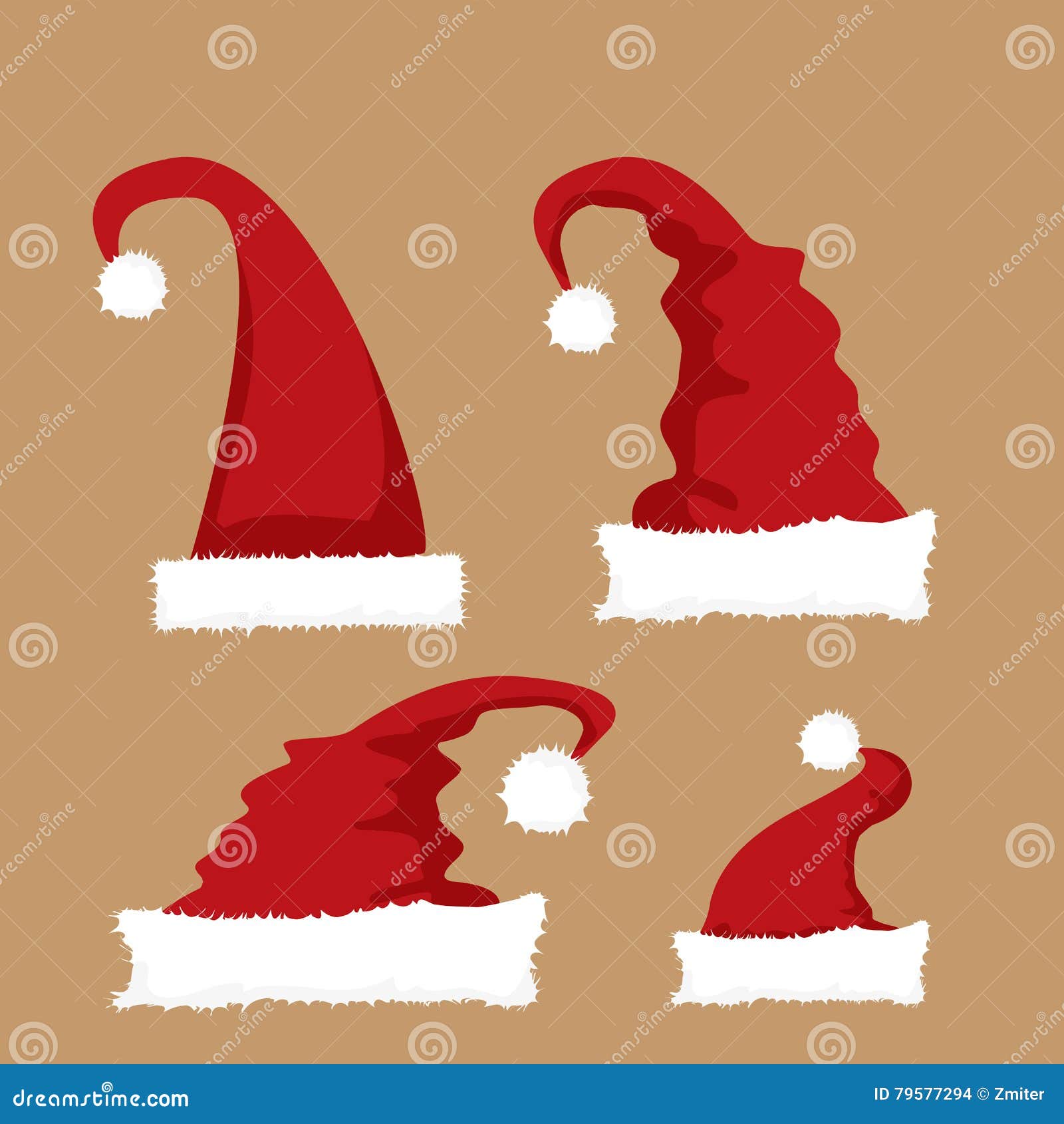 Red Santa hat icon set. stock vector. Illustration of face - 79577294