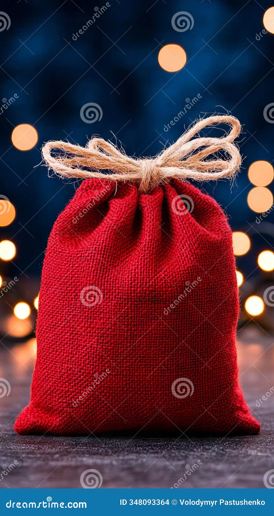 A Red Santa Sack with a String Tied Around it Stock Photo - Image of ...
