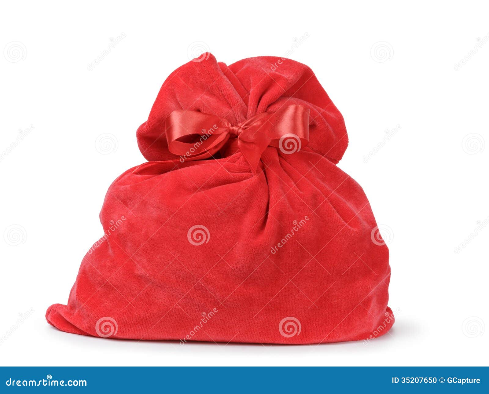 Red Santas Bag from Velvet Fabric Stock Photo - Image of color ...