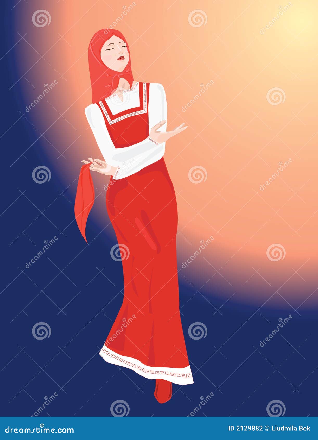 Red sarafan stock vector. Illustration of vector, step - 2129882