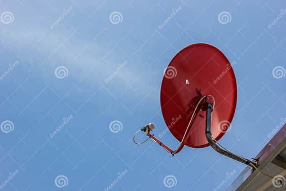 Red satellite dish. stock image. Image of isolated, line - 30687327