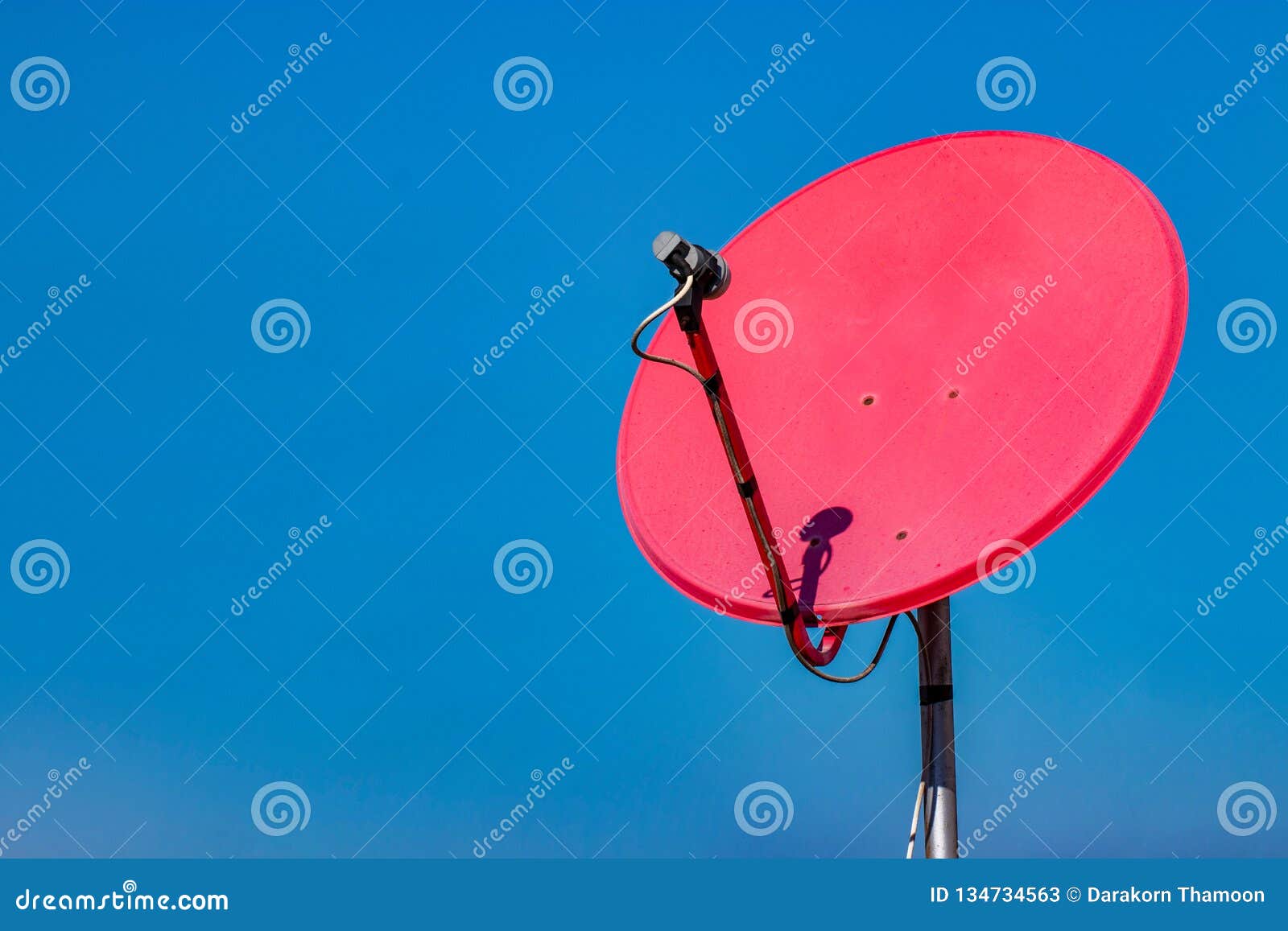 Red Satellite Dish with Blue Blackground Stock Image - Image of ...