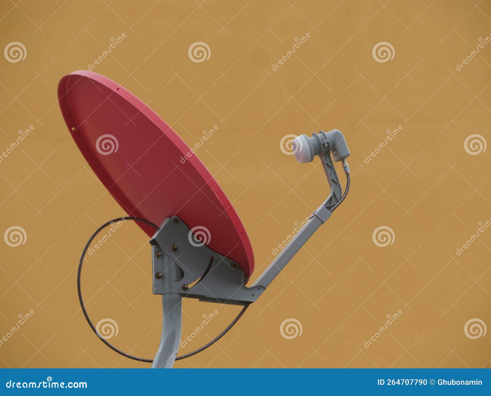 Red Satellite Dish Reciever Stock Photo - Image of telecast, outdoor ...