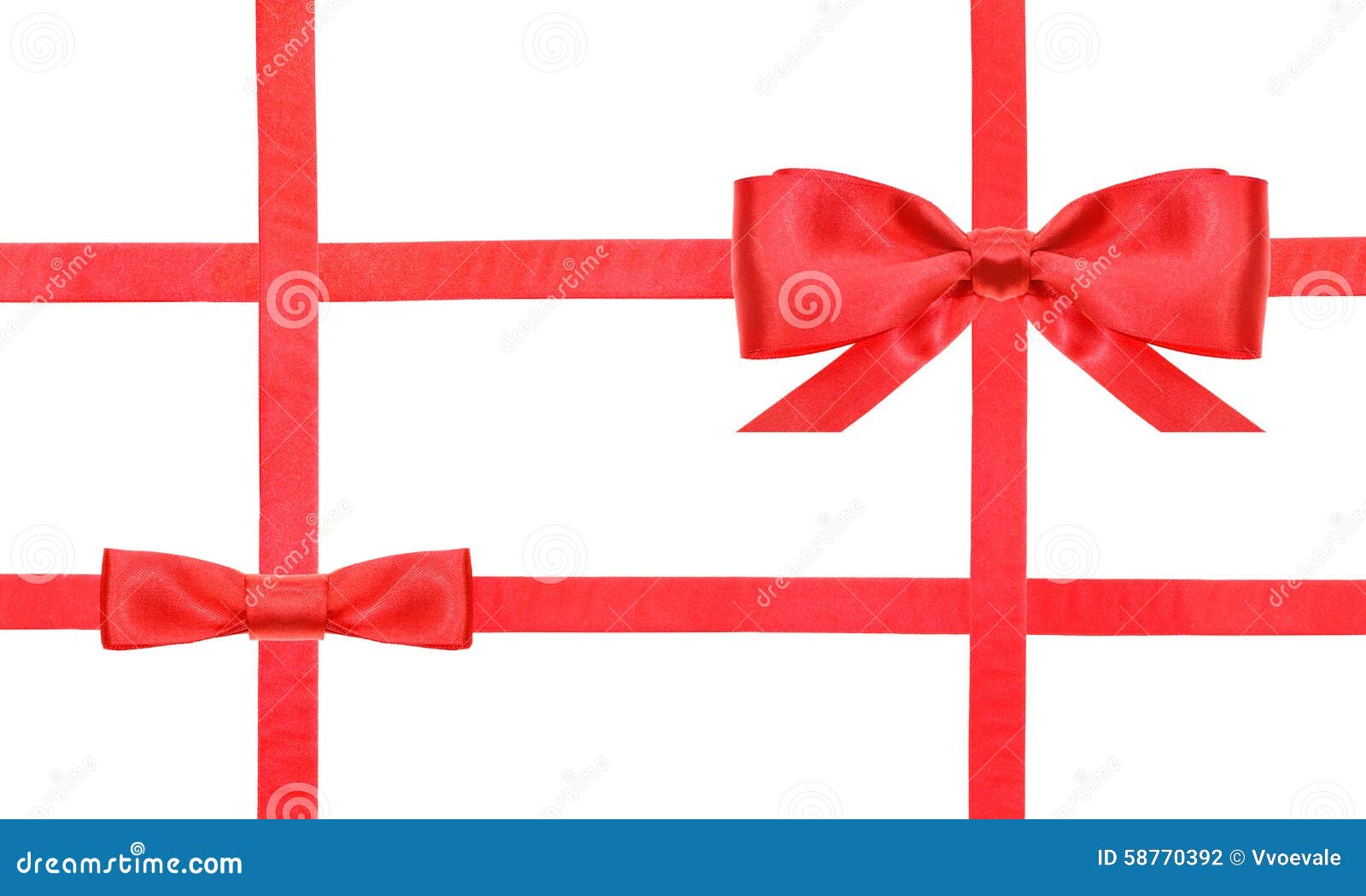Red Satin Bow Knot and Ribbons on White - Set 45 Stock Photo - Image of ...
