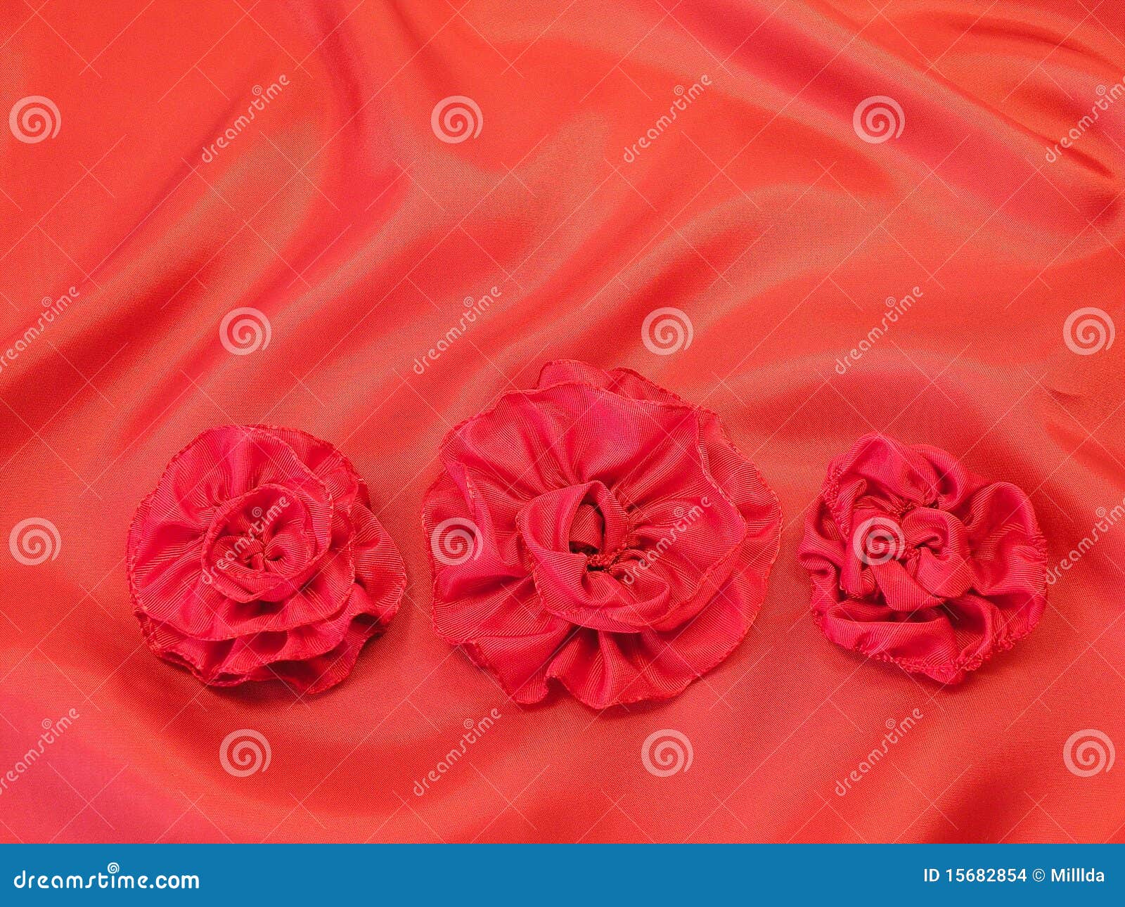 Red satin and flowers stock photo. Image of textures - 15682854