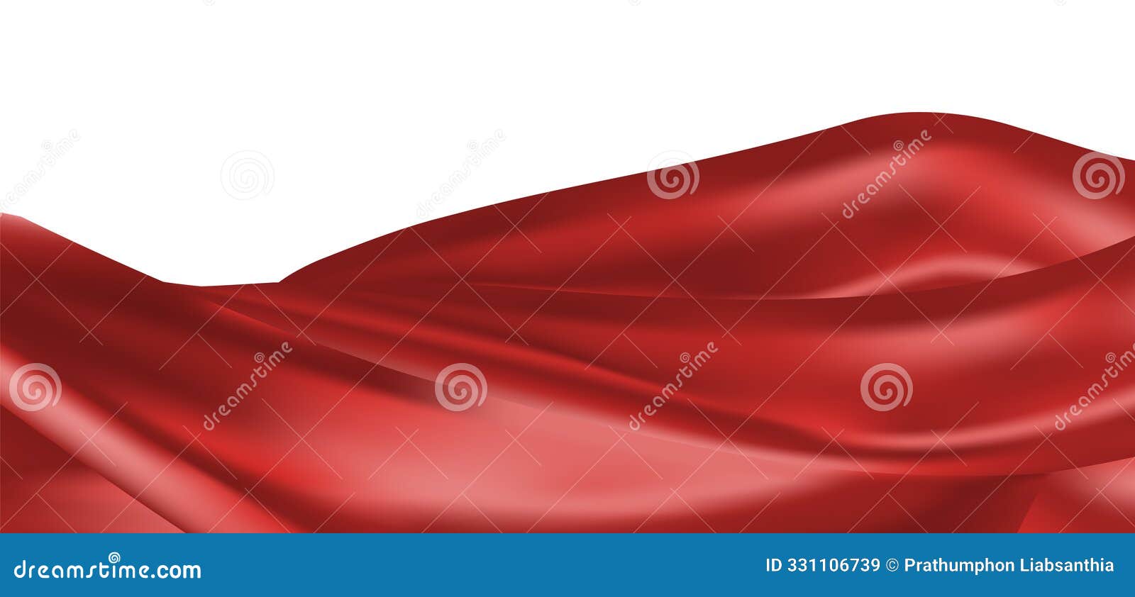 Red Satin Isolated on White Background. Flutters in the Wind Stock ...
