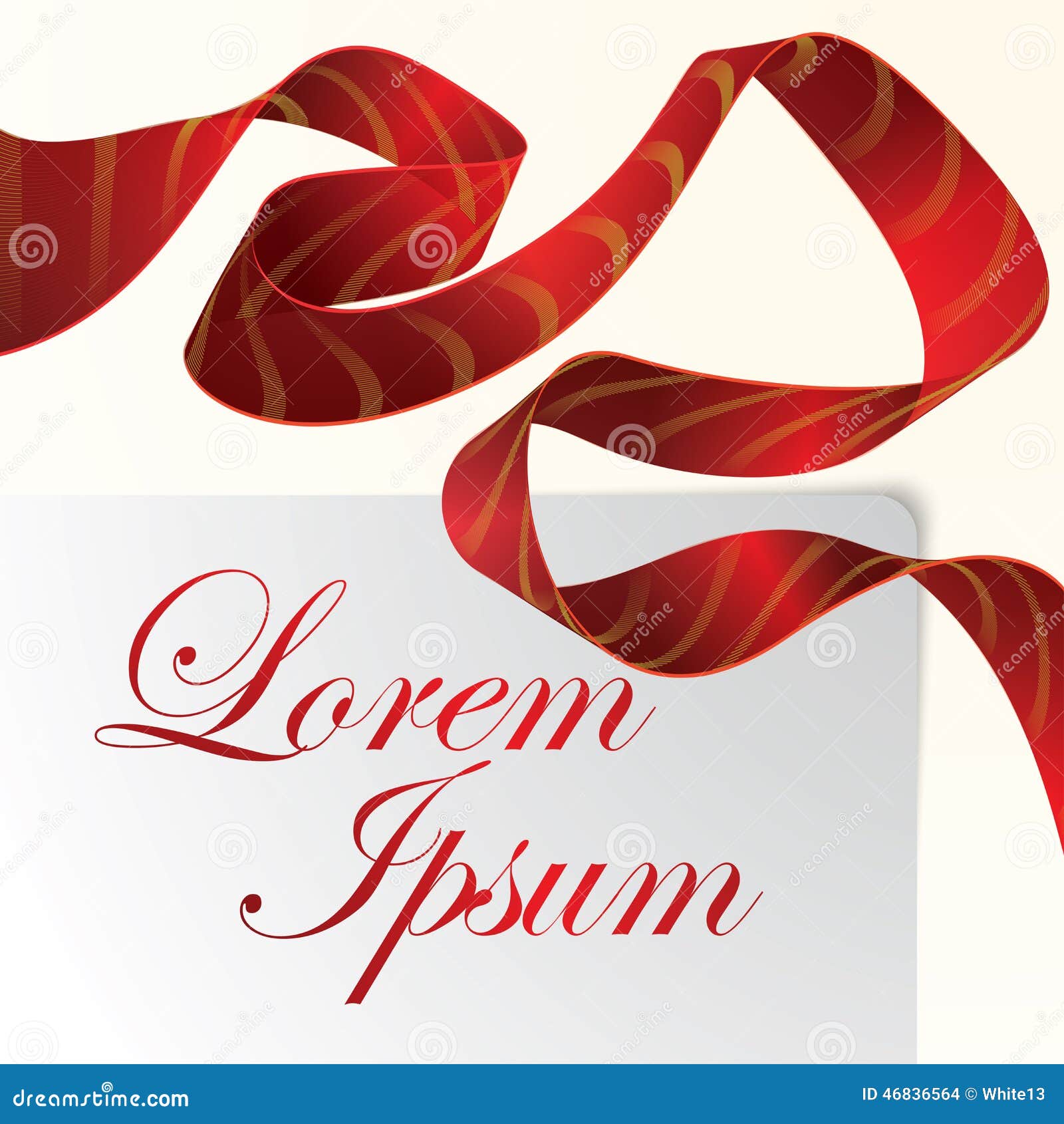 Red satin ribbon. Vector stock vector. Illustration of label - 46836564