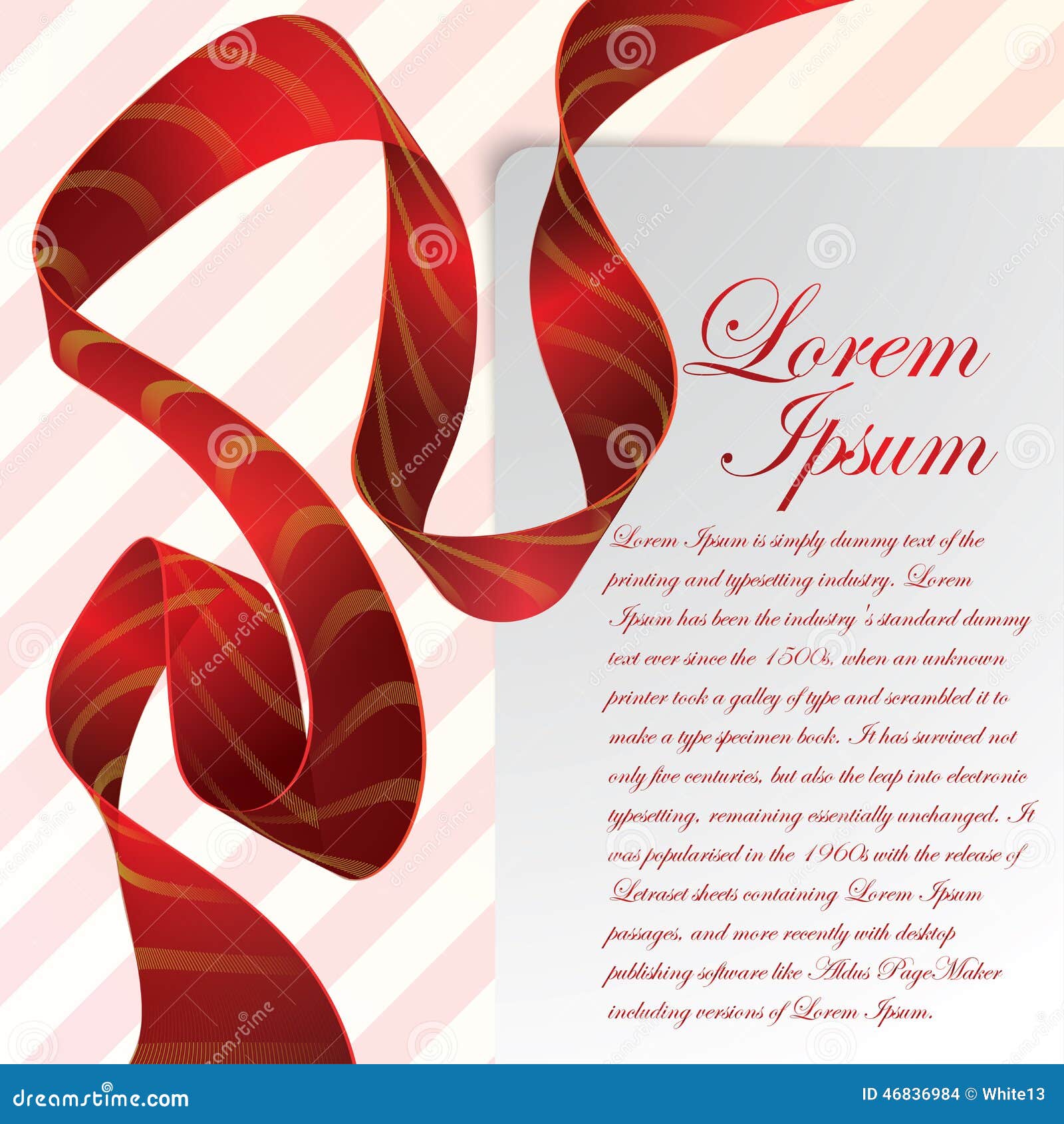 Red satin ribbon. Vector stock vector. Illustration of cardboard - 46836984